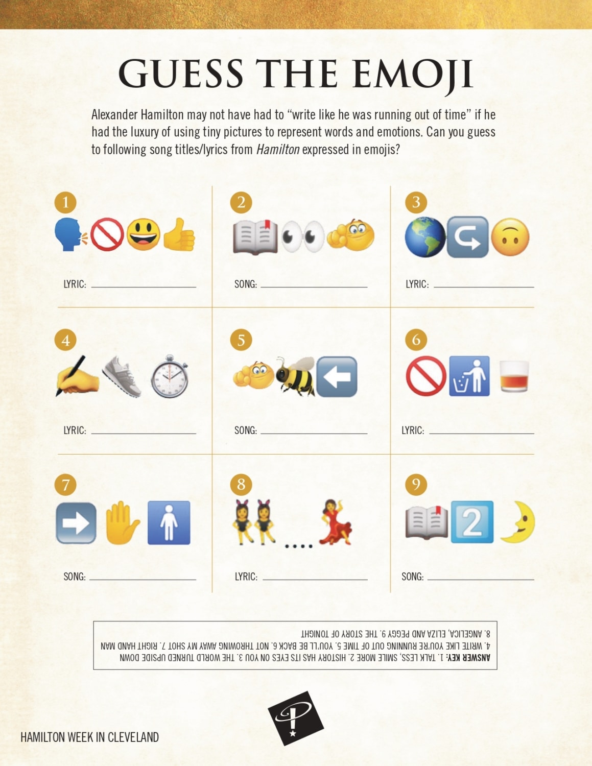Hamilton Guess The Emoji Activity - Denver Center for the Performing Arts